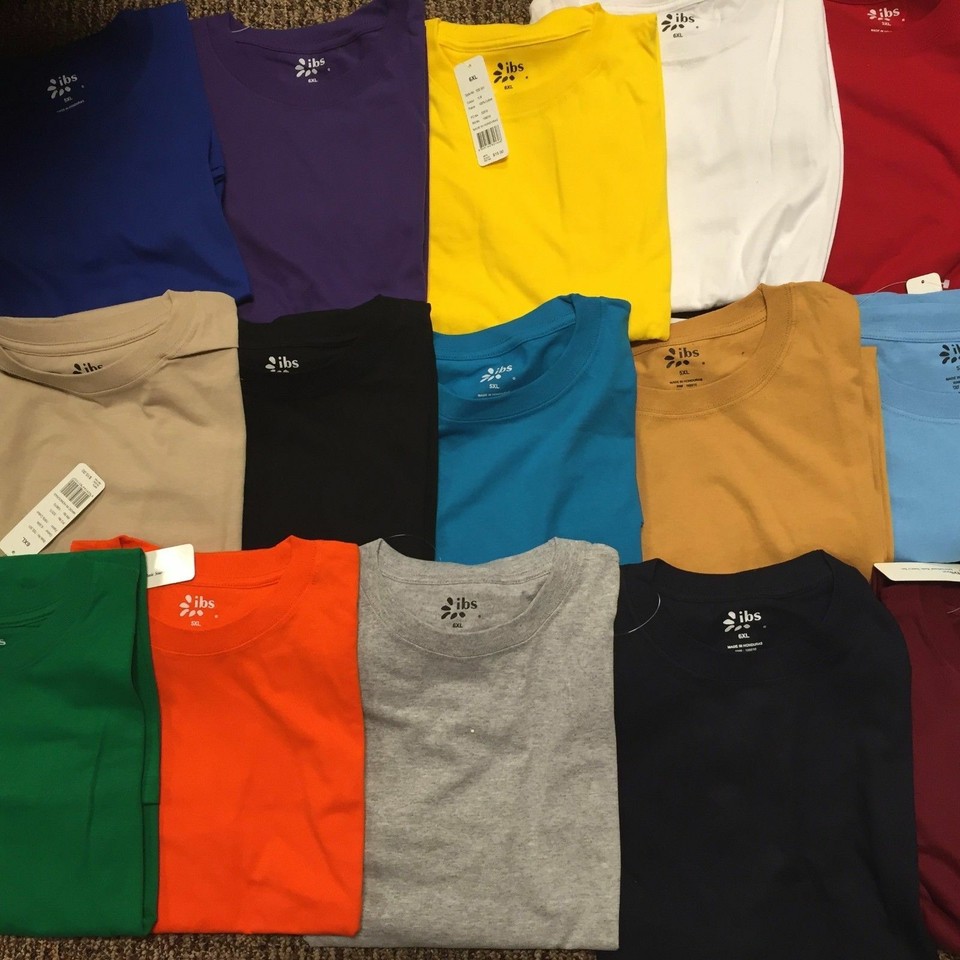 Mens Heavyweight T Shirts Plain Short Sleeve Tee Cotton BIG TALL Small ...