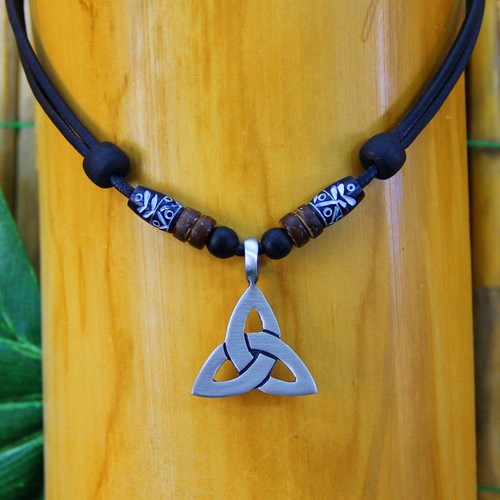 Leather Chain Men's Celtic Knot Celtic Jewelry Men Women Necklace | eBay