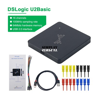 DSLogic U2Basic 16CH Logic Analyzer 100MHz Sampling 64Mbits Hardware ...