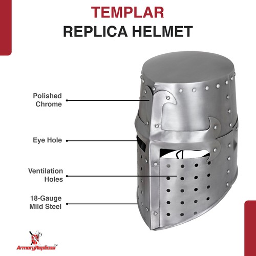 Medieval Great Bucket Helm Knights 20G Steel Templar Crusader Helmet | eBay