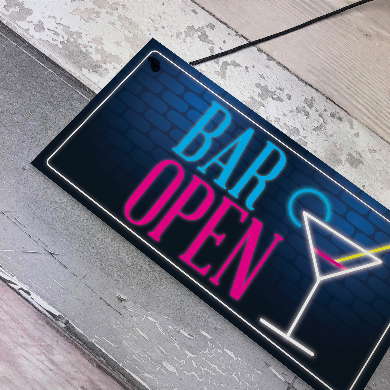 Bar Open Sign NEON EFFECT Home Bar Man Cave Pub Club Window Plaque ...
