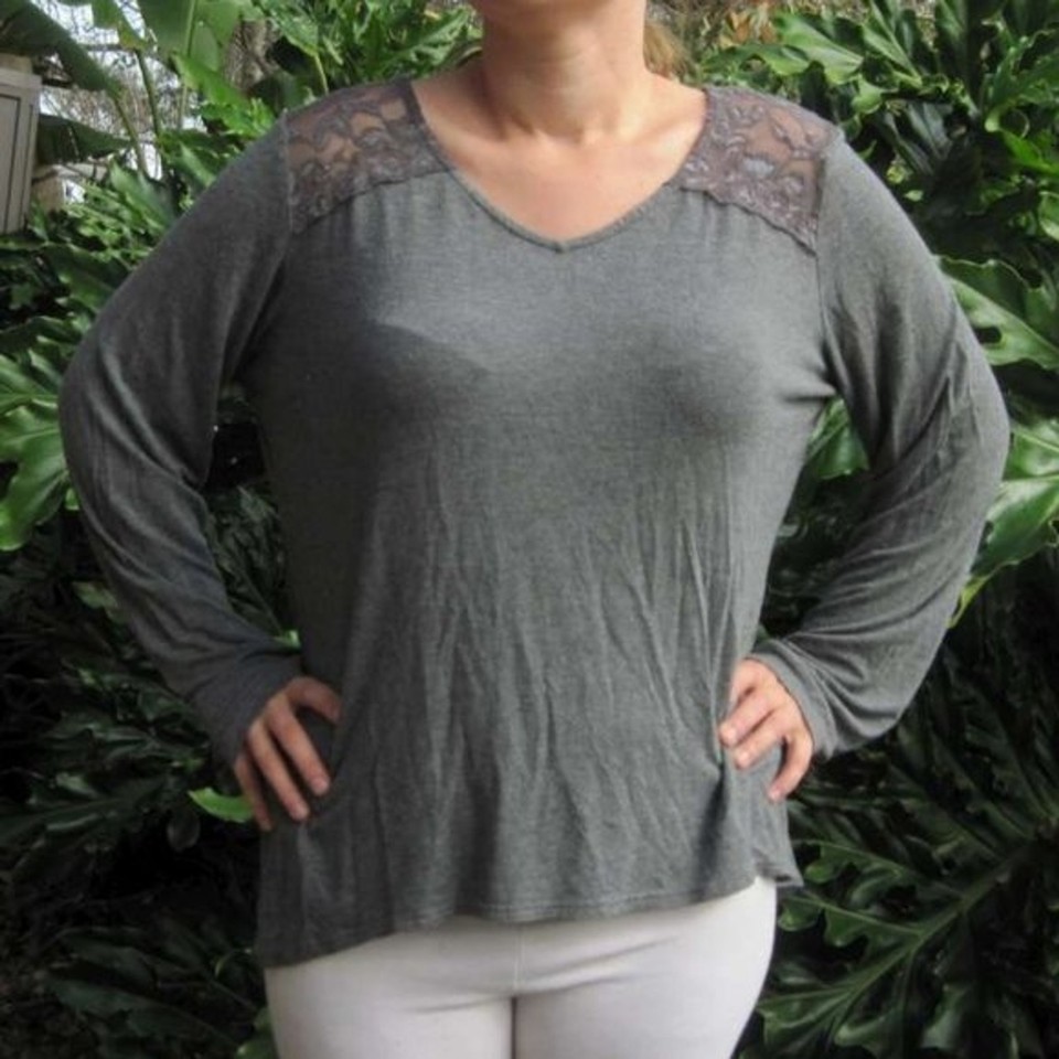 George XL 16 18 Rayon Spandex Floral Lace Comfy Long Sleeve Shirt Top ...