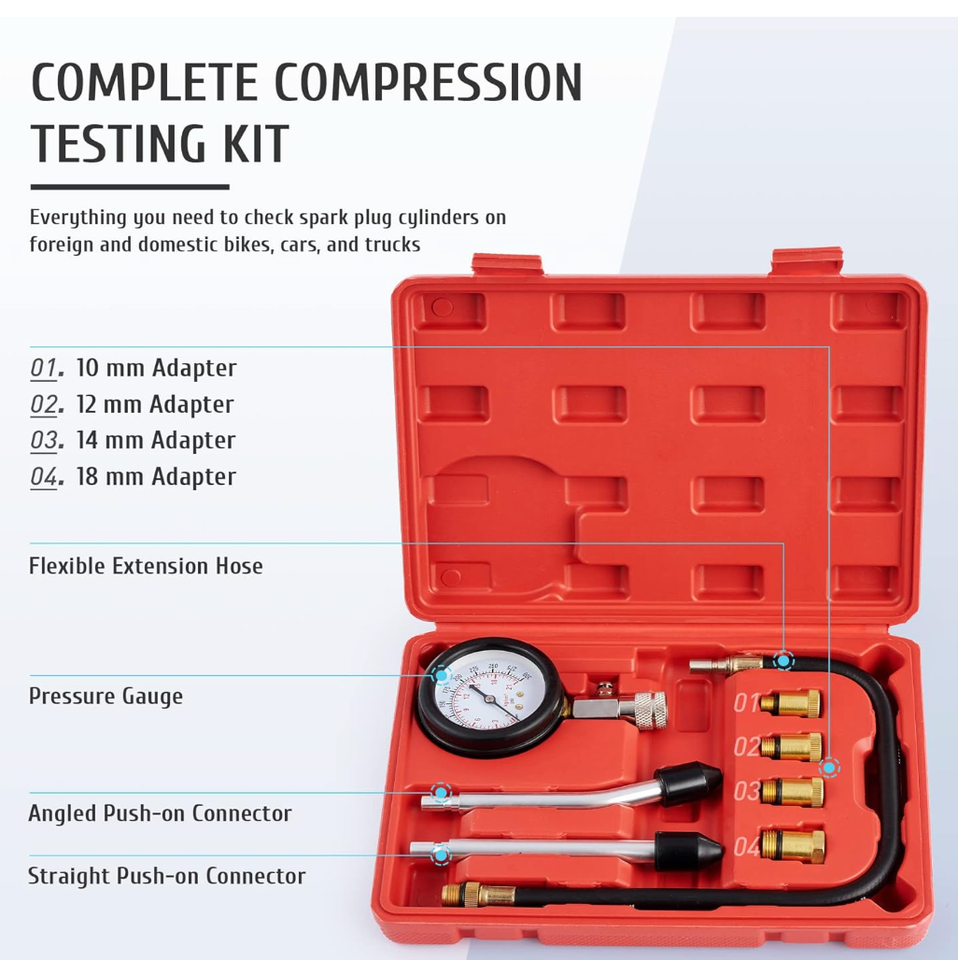 Engine Cylinder Compression Gauge Tester Kit Gas Engine Diagnostic ...