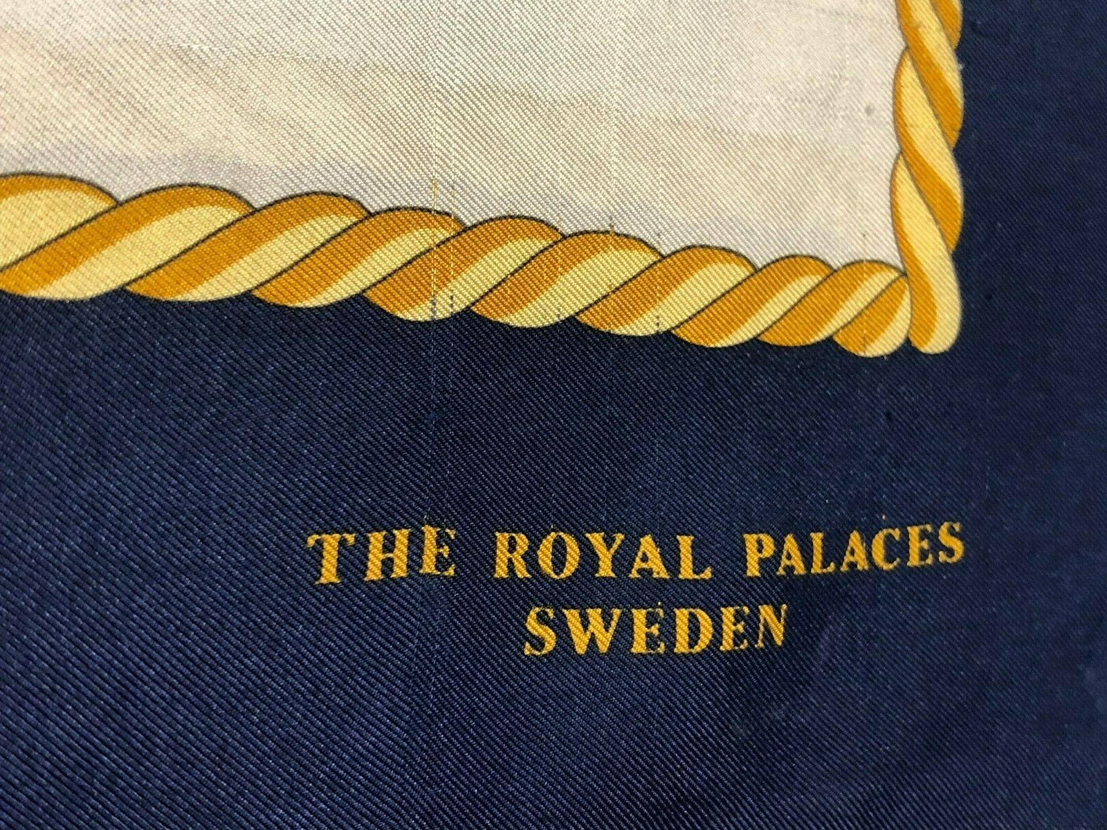 Vintage Royal Palaces Sweden Silk Scarf 77cmx77cm Handroll Hems ...