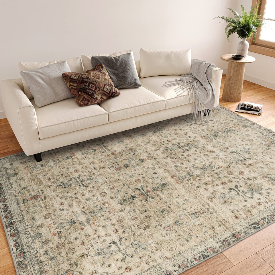 ComiComi Washable Rug 6x9 - Stain Resistant Vintage 6x9 Area Rug Super ...