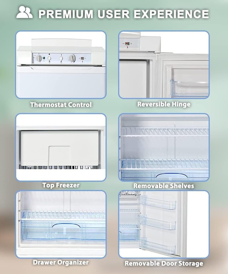 12V 110V Propane Fridge Freezer Campervan Caravan LP Gas Refrigerator 3 ...