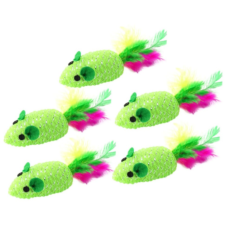 5 Pcs Cat Toys for Indoor Cats Woven Mouse Interactive Fun Litter ...
