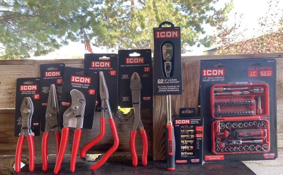 Icon 8 Piece Tool Set Pliers, Sockets, and Ratchets | eBay