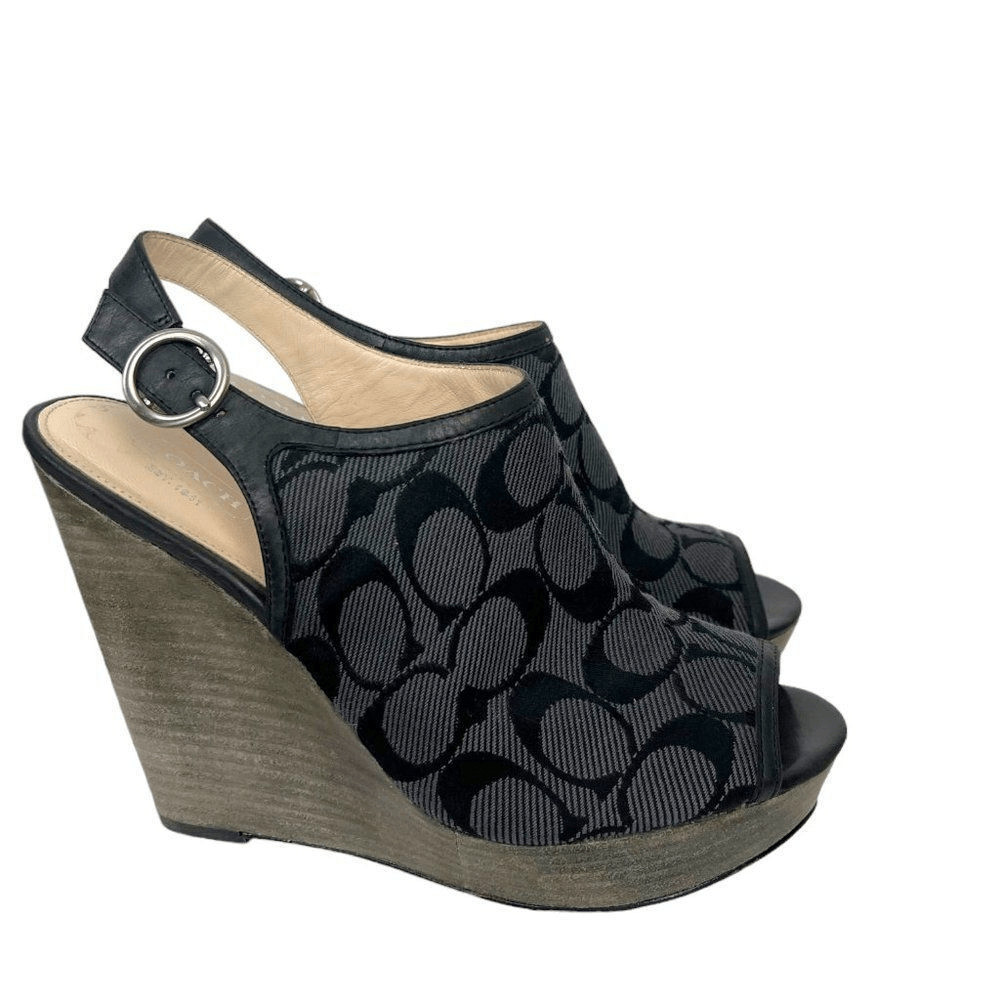 Coach Jackie Wedge Peep Toe Platforms Signature C Fab… - Gem