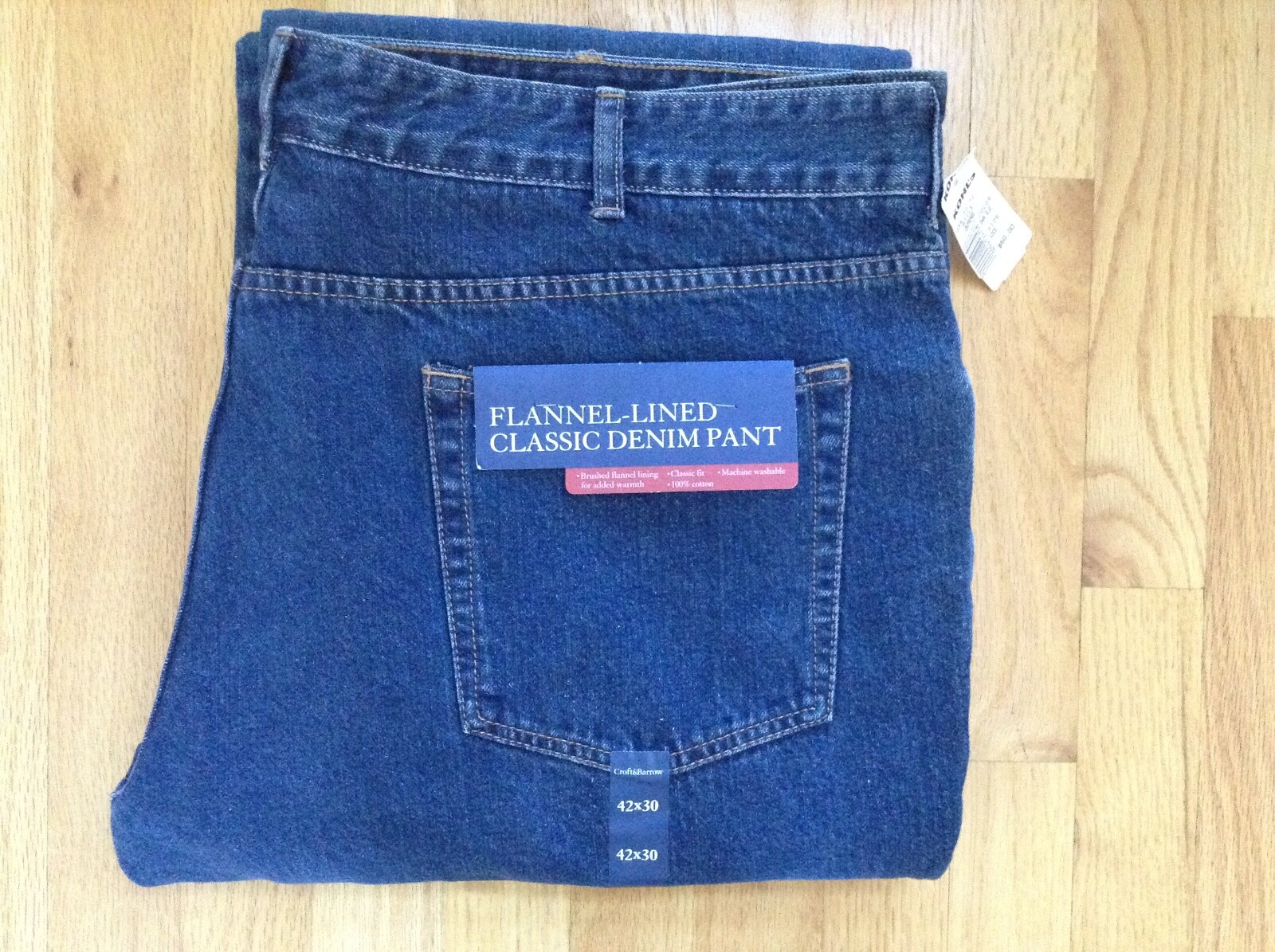 Men’s Flannel Lined Jeans Croft & Barrow Size 42x30 - New with Tags ...