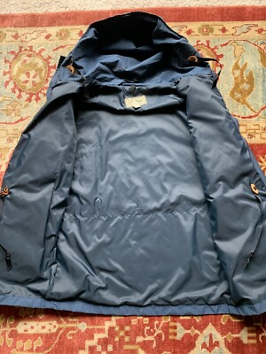 VTG LL Bean Freeport Main Men Blue Lined Coat Rain Jacket Parka Coat ...