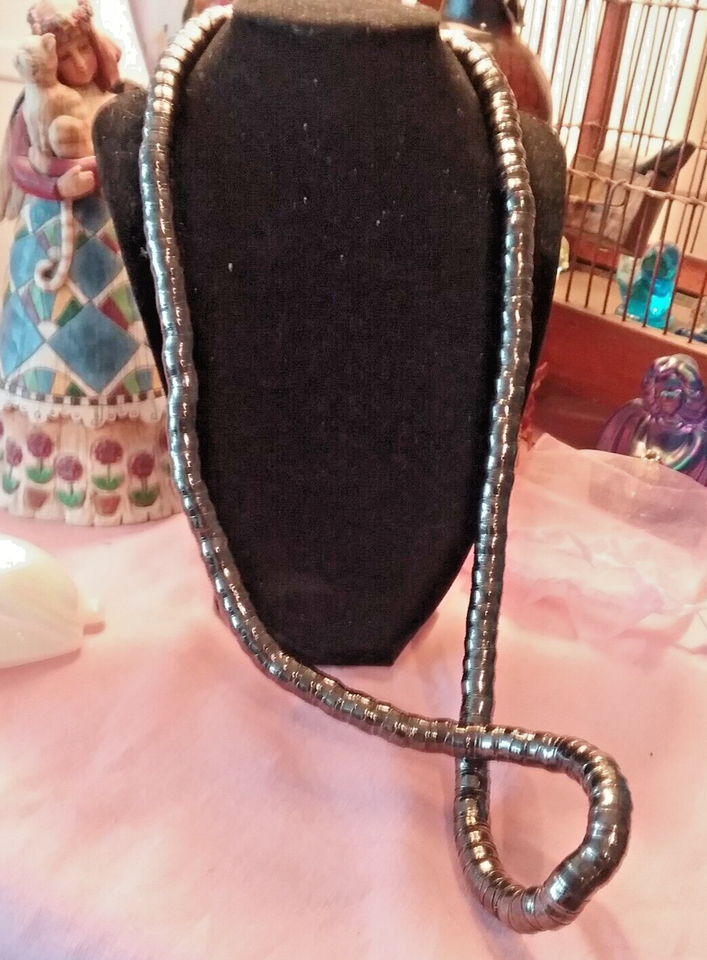 Vintage Fashion Silver & Black Malleable Twisty Link Necklace | eBay