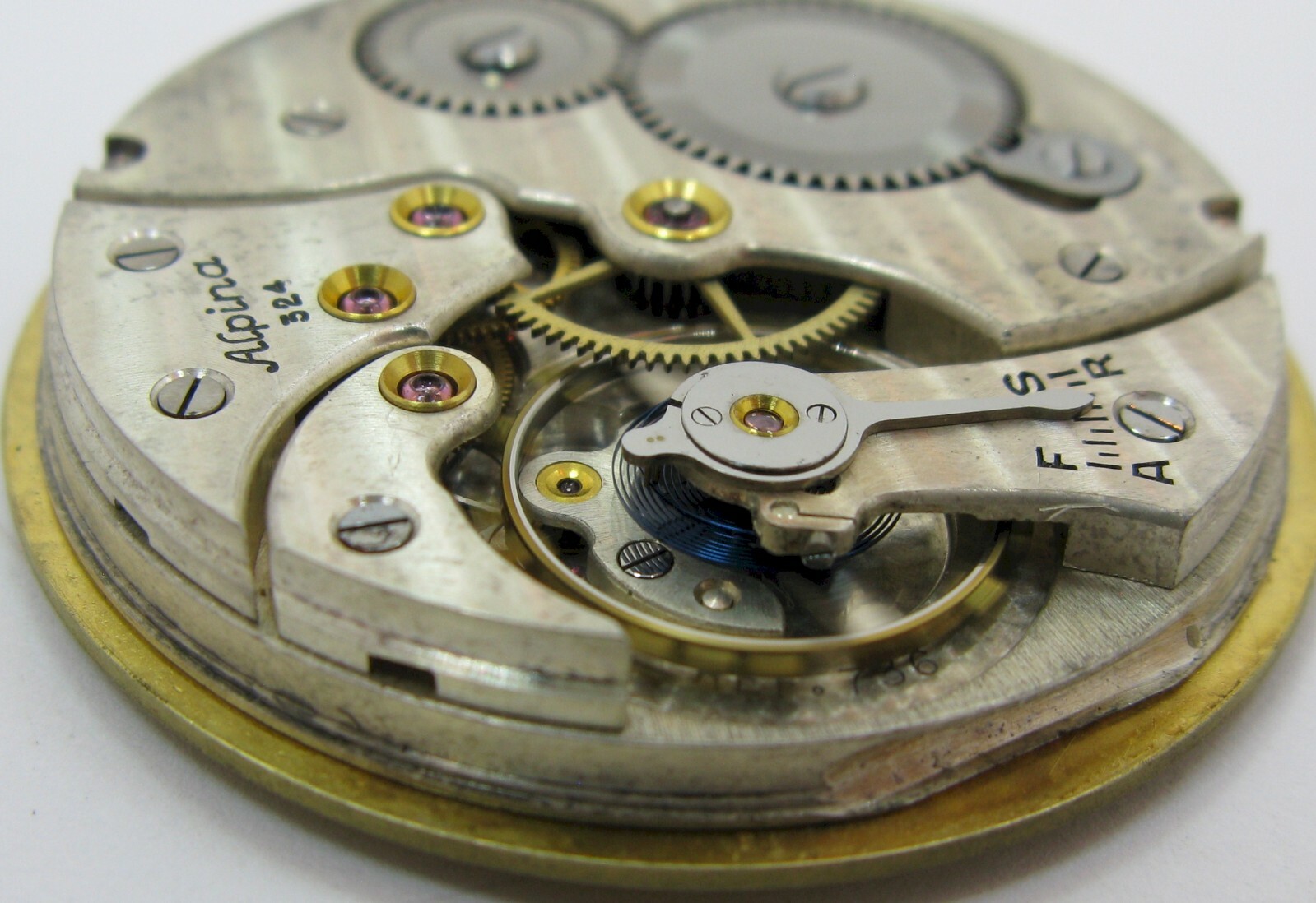 Swiss round watch movement Alpina 324 base 736 for parts HC diameter 38 ...