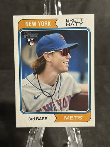 2023 TOPPS HERITAGE BRETT BATY "NAME POSITION SWAP" SP ROOKIE #265 METS ...