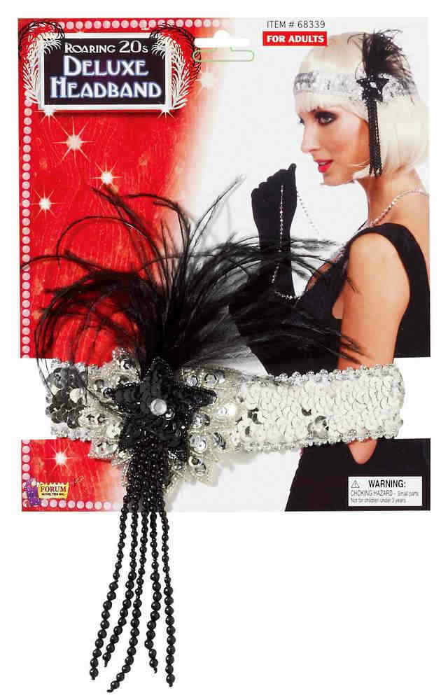 Flapper Headband Dxl Silver Sequin Band W/ Bead & Sequin Accent ...