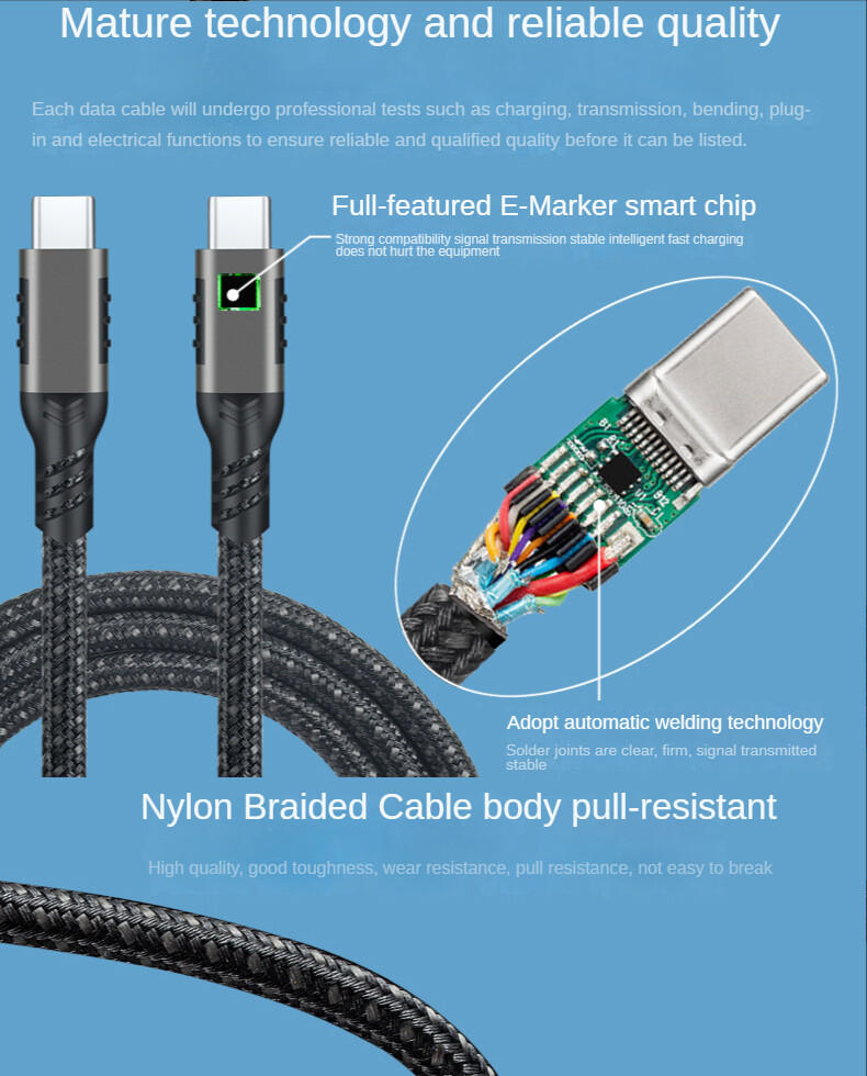USB-C 3.2 Gen Type C Cable 20Gbps 4K@60Hz 100W PD Fast Charging ...