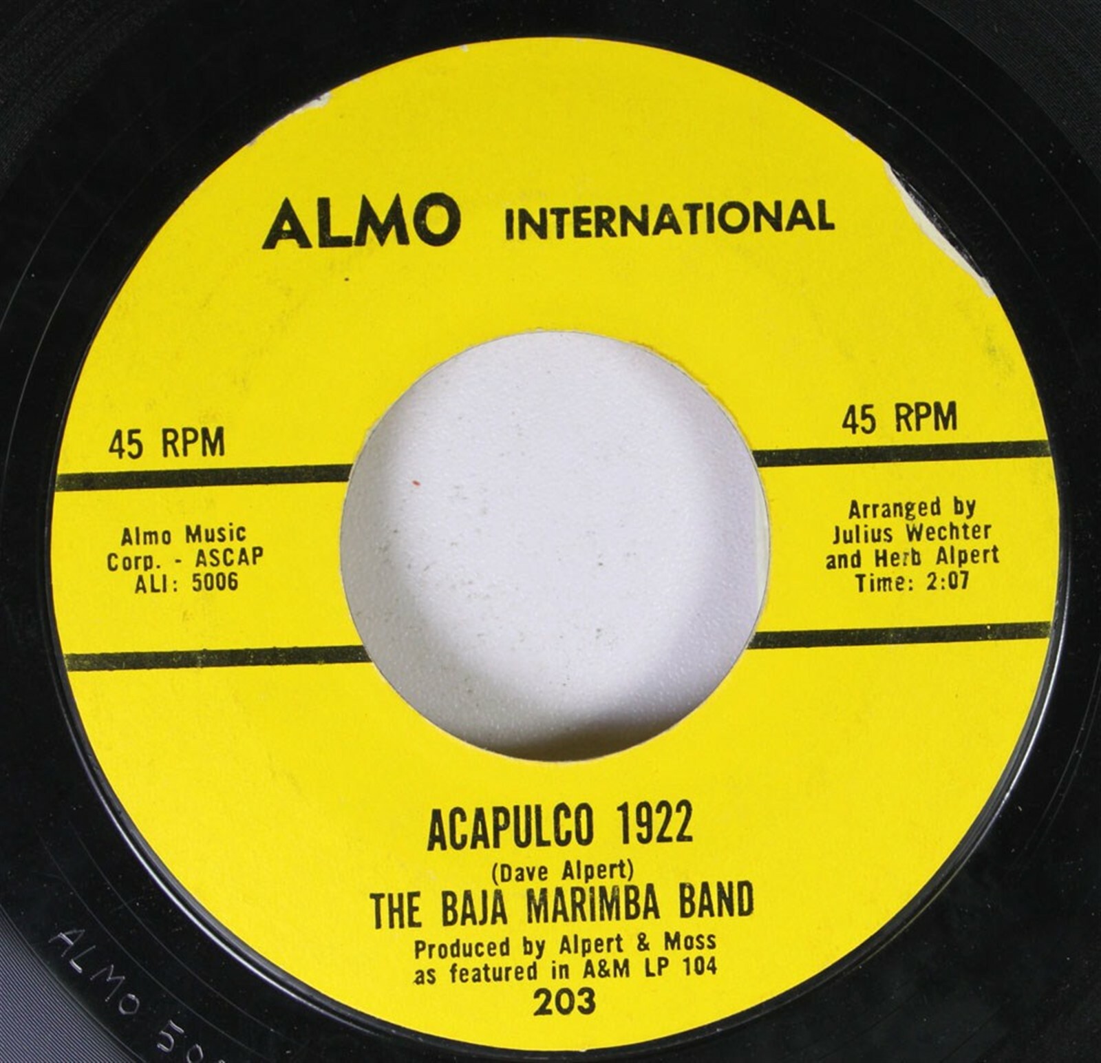 Rock 45 The Baja Marimba Band - Moonglow/Picnic Theme / Acapulco 1922 ...