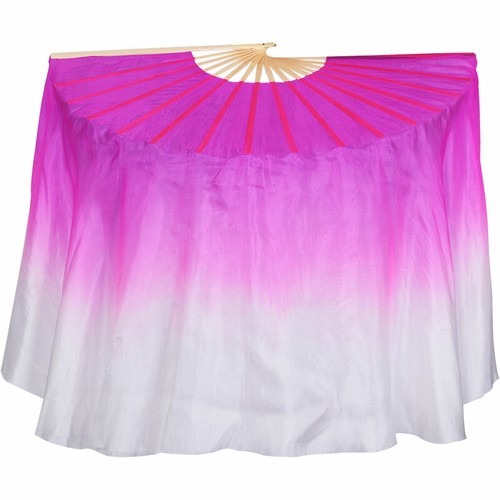 2Pcs Double Side Rose Red Lake Blue Belly Dance Silk Bamboo Long ...