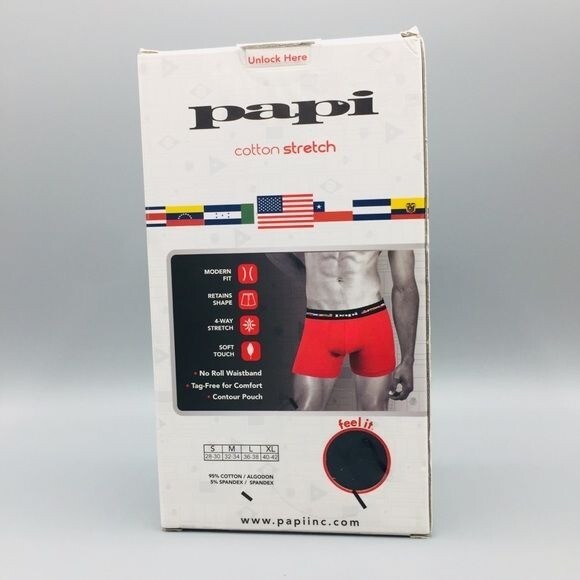 PAPI Men’s Boxer Brief Medium 32-34 Black, Blue & Red with colorful ...