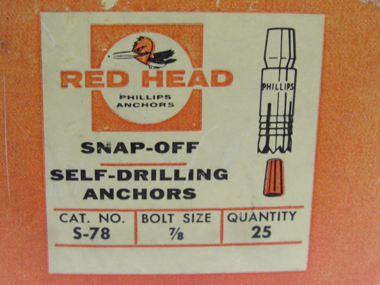 NEW (25) RED HEAD SNAPP-OFF SELF-DRILLING CONCRETE MASONRY ANCHOR S-78 ...