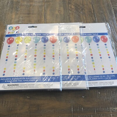 12 Balloons With Garland Tails 321 Party 12” Balloons Birthday ...