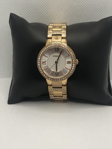 Fossil ES3284 Women's Rose Gold Stainless Steel Analog Silver Dial ...