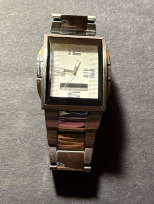 Kenneth Cole Rectangle Dual Time Analog & Digital Silicon Stainless ...