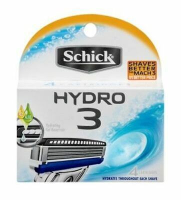 Schick Hydro 3 Refill Razor Blades for Men, 4 Cartridges | eBay