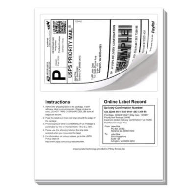 200 Shipping labels with & tear off receipt - Perfect fit for online ...