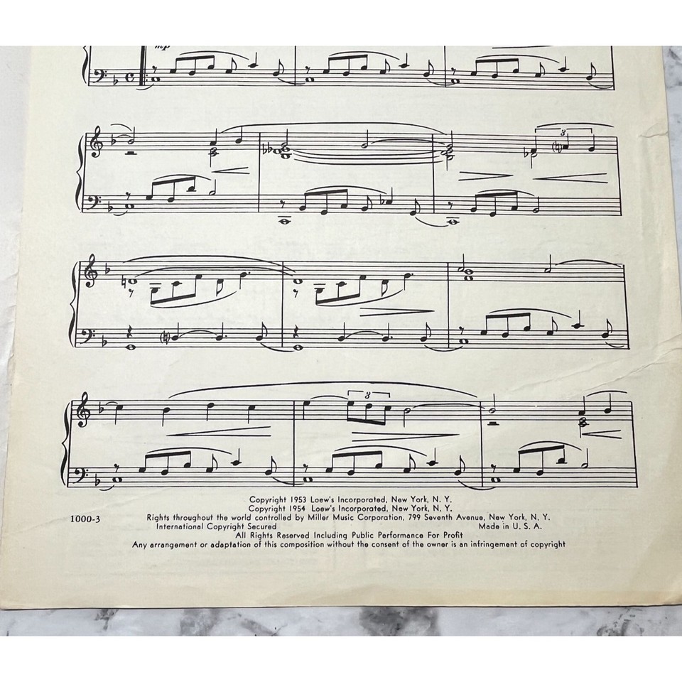 Saadia Piano Sheet Music Vintage 1954 Theme Melody MGM Film Bronislau ...