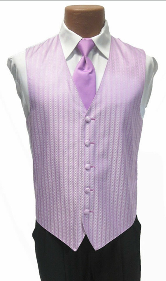 Men's Light Purple Zelente Fullback Tuxedo Vest with Tie Groom Wedding ...