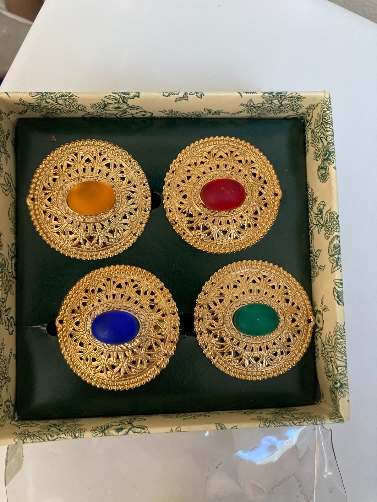 The Bombay Company gold with gem napkin rings - Set of 4 #1839526 | eBay