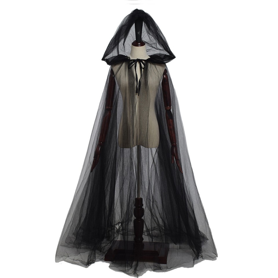 Gothic Women Hooded Cloak The Ghost Haunted Costume Bride White Hooded ...