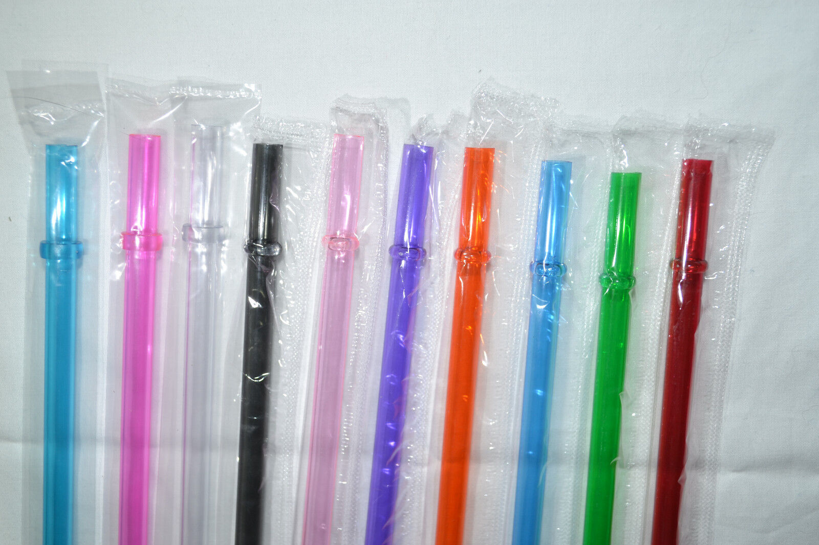 Reusable Straws Clear Solid Colors Plastic Acrylic 9” With Rings Bpa