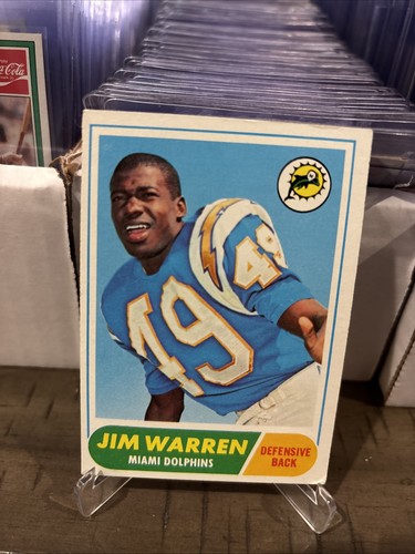1968 Topps Football Card Jim Warren Miami Dolphins 66 Ex Free Shipping