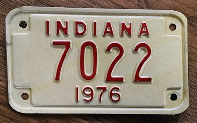 1976 Indiana Motorcycle License Plate 7022 | eBay