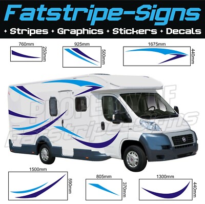 MOTORHOME VINYL GRAPHICS STICKERS DECALS STRIPES SET CAMPER VAN CARAVAN ...