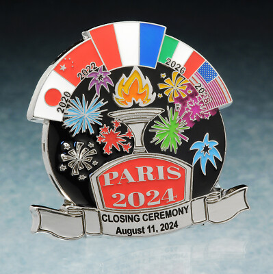 OLYMPIC PINS BADGE 2024 PARIS FRANCE CLOSING CEREMONY SILVER COLORED ...