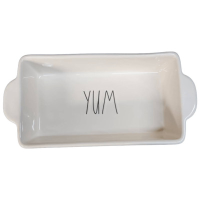 Rae Dunn White Black Ceramic "Yum" 8x4 Loaf Pan | eBay
