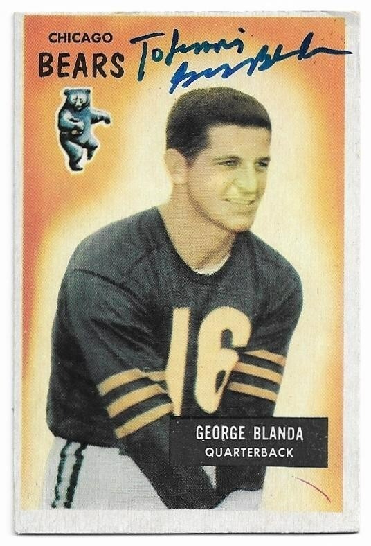 GEORGE BLANDA 1955 Bowman Signed Autographed Football card #62 Chicago ...