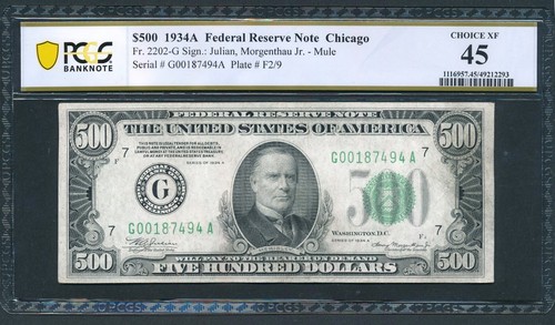 1934A $500 Five Hundred Dollar Bill Currency Cash Note Money PCGS-B EF ...