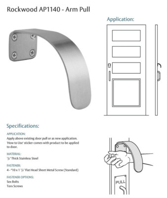 Door Pull Door Opener Touchless Arm-Operated Stainless Germ-Free Arm ...