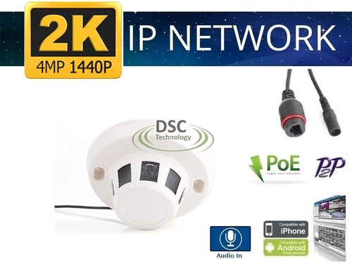 HD POE 4MP Smoke Detector Covert Spy Camera works w/ Hikvision UNV ...