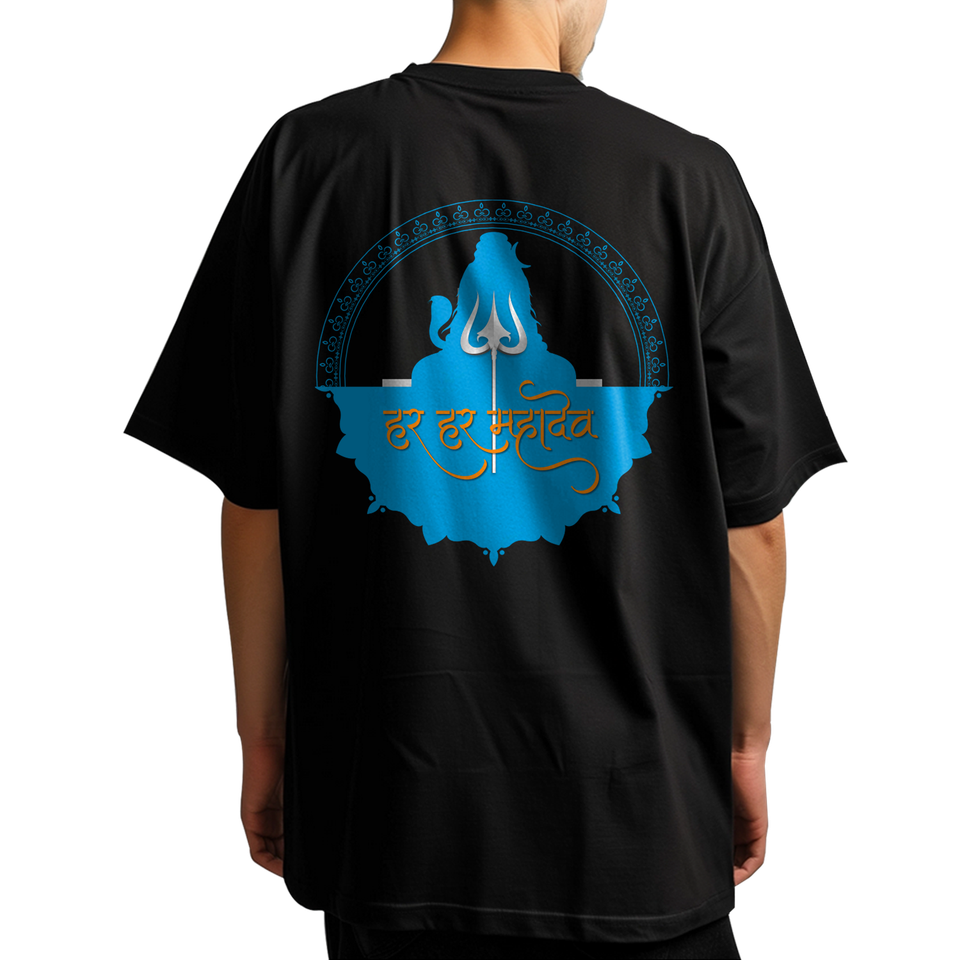 Chochale Twills Sanatan Men's Oversized Lord Shiva Printed Black T ...