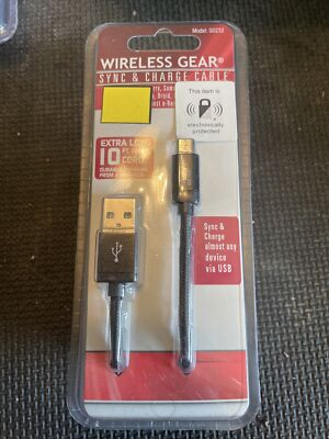 WIRELESS GEAR SYNC & CHARGE 10' CABLE Fabric USB Model G0232 | eBay