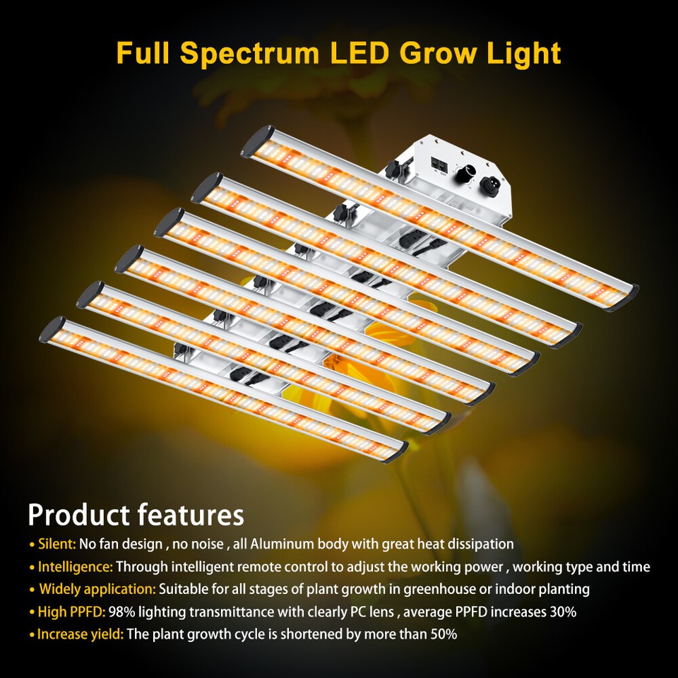 BAR-4000W Spider 6Bars W/Samsung LED Commercial Grow Plant Lights Full ...