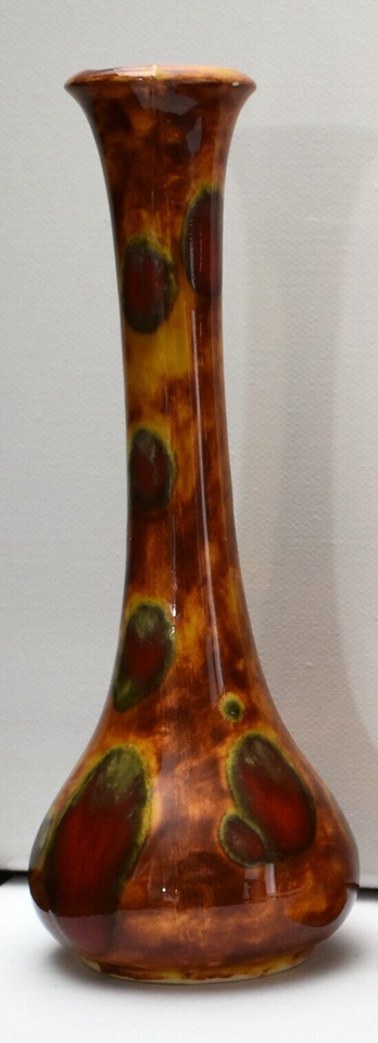 Midcentury 1960s Art Pottery Rust Orange Brown Red Gold Drip Flame Vase ...