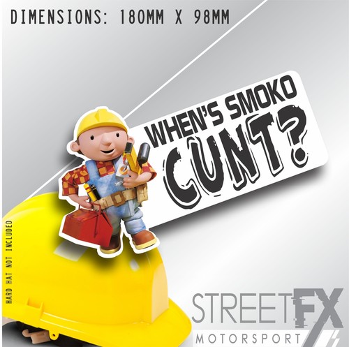 BOB The Builder Smoke Cig Aussie Sticker Vinyl Decal Funny Meme Car 4x4 ...