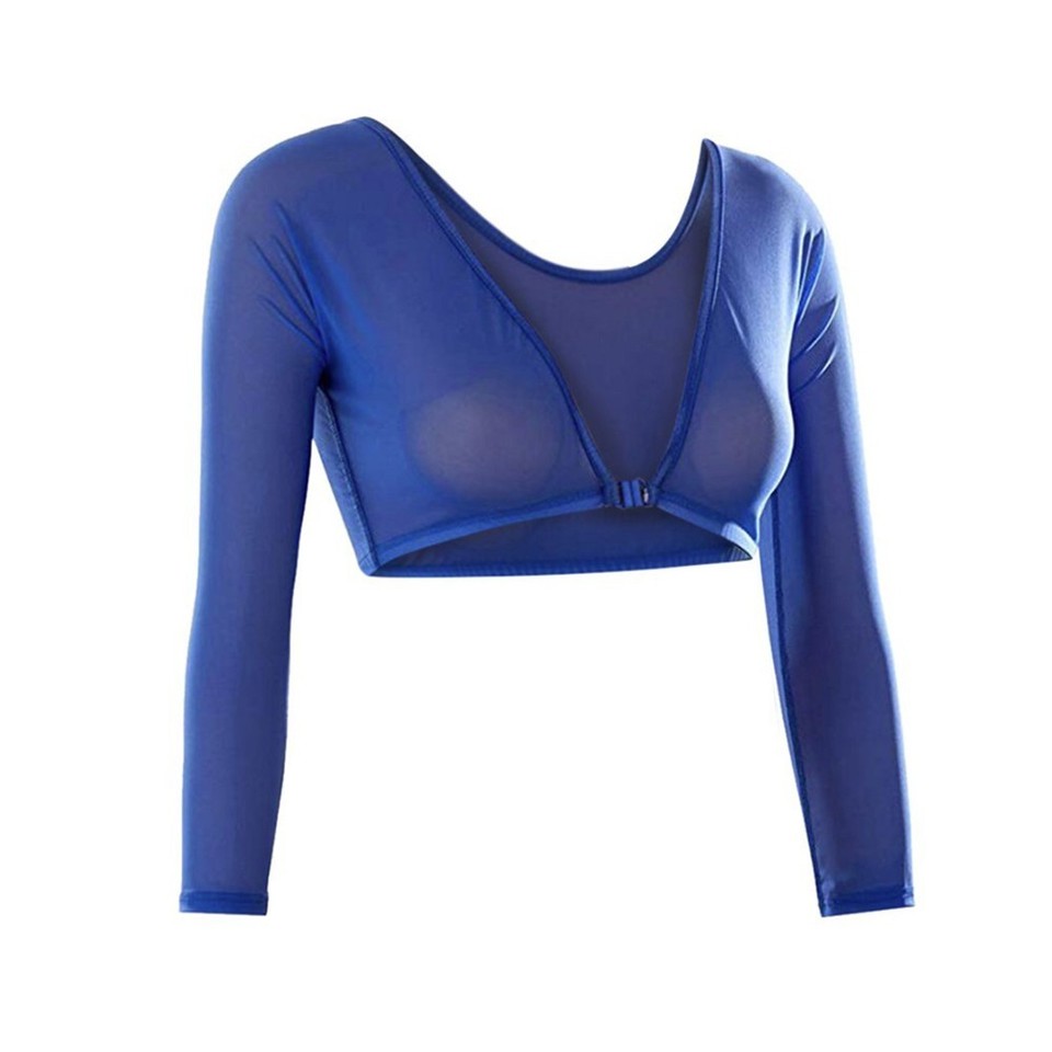 Woman Cropped Tops Long Sleeve Mesh Open Front Sexy Sheer Shirts T ...