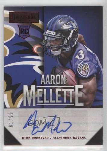 2013 Panini Playbook Signatures Red /99 Aaron Mellette #102 Rookie Auto ...